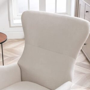 chairus Modern Rocking Chair Wingback Living Room Accent Chair Linen Rocker Armchair for Adults Comfy Upholstered Single Sofa Chair for Bedroom Playroom Nursery, Cream