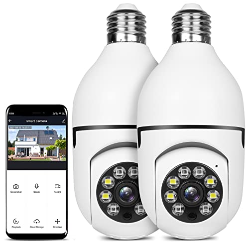 UPULTRA Security Camera 2packs 1080P Wireless WiFi Outdoor Home IP Camera E27 360 Degree Panoramic,Motion Detection and Alarm,Two-Way Audio,Night Vision