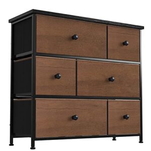 reahome 6 drawer dresser for bedroom chest of drawers closets storage units organizer tower steel frame wooden top living room entryway office (espresso)