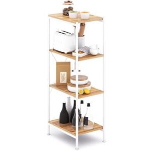 4 tier storage shelves narrow shelf unit metal shelves shelf free standing shelf organisers modern shelf ladder shelf bookshelf for bathroom kitchen bedroom hallway steel & wooden white & beige