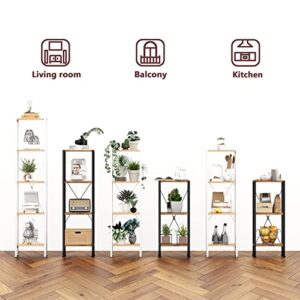 4 Tier Storage Shelves Narrow Shelf Unit Metal Shelves Shelf Free Standing Shelf Organisers Modern Shelf Ladder Shelf Bookshelf for Bathroom Kitchen Bedroom Hallway Steel & Wooden White & Beige