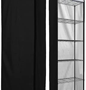 Sealcover 6-Tier Storage Shelf Wire Shelving Cover,Wire Rack Cover, High Density Shelf Cover W21.65 xD11.8 xH62, Black Storage Rack Cover Used to Cover Sundries.