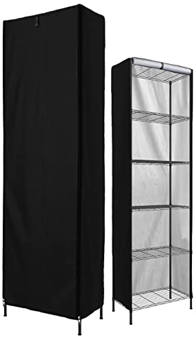 Sealcover 6-Tier Storage Shelf Wire Shelving Cover,Wire Rack Cover, High Density Shelf Cover W21.65 xD11.8 xH62, Black Storage Rack Cover Used to Cover Sundries.