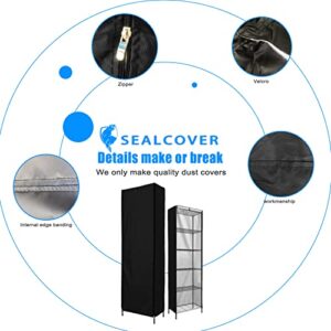 Sealcover 6-Tier Storage Shelf Wire Shelving Cover,Wire Rack Cover, High Density Shelf Cover W21.65 xD11.8 xH62, Black Storage Rack Cover Used to Cover Sundries.