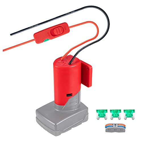 Upgraded M12 Battery Adapter for Milwaukee 12V Battery Adapter All-in-one Design of The Fuse and Switch Power Wheel Adapter for Milwaukee M12 Converter Kit 14 Gauge with Fuses & Wire Terminals