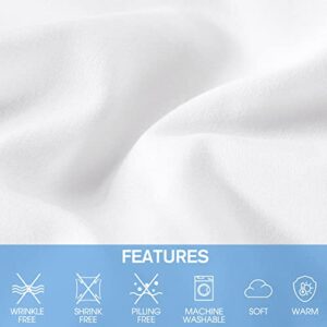 BYSURE 8 Pieces Full/Queen Comforter Sets with Sheets, White Pinch Pleated Oversize Bed in A Bag, Full/Queen Size Microfiber Comforters, Sheets, Pillowcases, Bedskirt & Shams, Big Kids Bedding Set