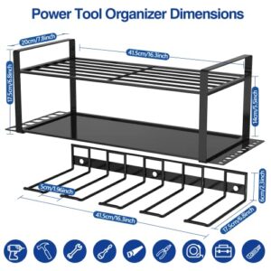 Warmodern 2Pack Power Tool Organizer, Wall Mount Garage Tool Organizers and Storage, 3 Layers Heavy Duty Drill Holder for Garage, Workshop,Father's Day Gift