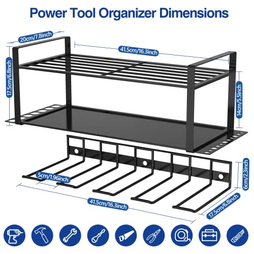 Warmodern 2Pack Power Tool Organizer, Wall Mount Garage Tool Organizers and Storage, 3 Layers Heavy Duty Drill Holder for Garage, Workshop,Father's Day Gift