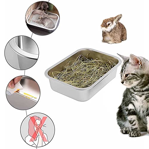 ANG-puneng Stainless Steel Litter Box for Cat and Rabbit Odor Control Non Stick Smooth Surface Easy to Clean Never Bend Rust Proof