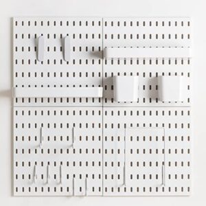 MULSAME Pegboard Combination Kit, Wall Mounted Storage Set with 4 Pegboards & 14 Accessories Hanging, White Peg Boards Organizer for Walls Display, Crafts Organization, Kitchen Organizer, 22" x 22"