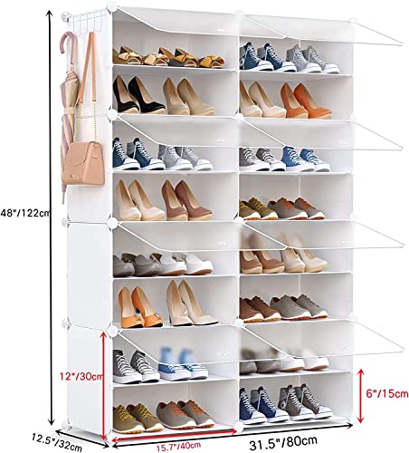 HOMICKER Shoe Storage,32 Pairs Shoe Shelves Rack Organizer with Door for Closet ,Entryway,Hallway,Bedroom