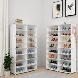 HOMICKER Shoe Storage,32 Pairs Shoe Shelves Rack Organizer with Door for Closet ,Entryway,Hallway,Bedroom