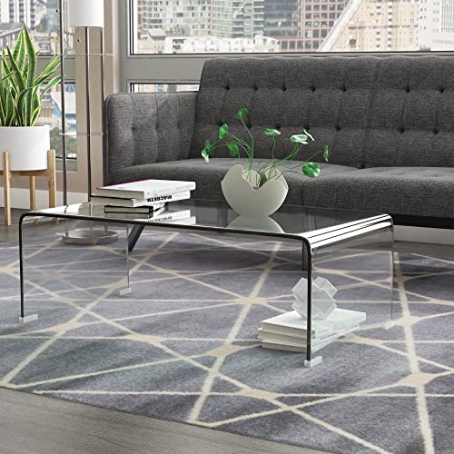 Meihua Glass Coffee Table for Living Room, Clear Coffee Table with 0.47 inch Tempered Glass, Small Modern Coffee Table.