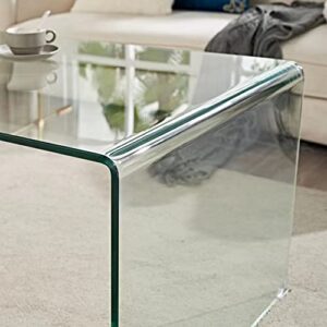 Meihua Glass Coffee Table for Living Room, Clear Coffee Table with 0.47 inch Tempered Glass, Small Modern Coffee Table.