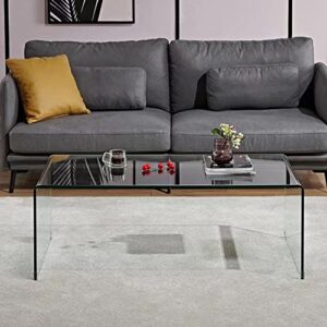 Meihua Glass Coffee Table for Living Room, Clear Coffee Table with 0.47 inch Tempered Glass, Small Modern Coffee Table.