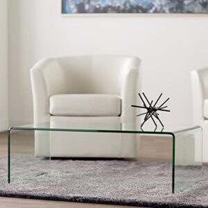 Meihua Glass Coffee Table for Living Room, Clear Coffee Table with 0.47 inch Tempered Glass, Small Modern Coffee Table.