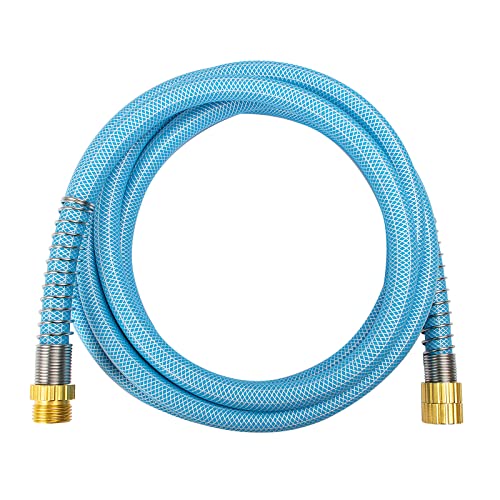 Fevone Garden Hose 12 ft, Drinking Water Safe, Flexible and Lightweight - Kink Free, Easy to Coil, Strain Relief Ends, 3/4" Solid Brass Fittings - No Leak, 5/8" ID, RV Water Hose