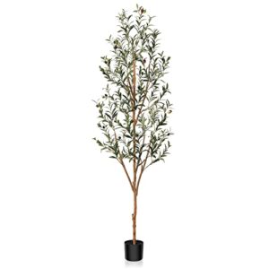 kazeila artificial olive tree 6ft tall faux silk plant for home office decor indoor fake potted tree with natural wood trunk and lifelike fruits