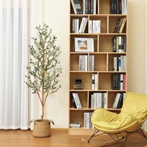 Kazeila Artificial Olive Tree 6FT Tall Faux Silk Plant for Home Office Decor Indoor Fake Potted Tree with Natural Wood Trunk and Lifelike Fruits