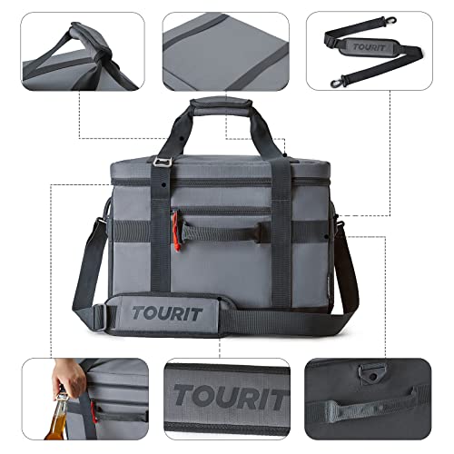 TOURIT Cooler Bag 60-Can Insulated Soft Cooler Large Collapsible Cooler Bag 40L Lunch Coolers for Picnic, Beach, Work, Trip, Grey