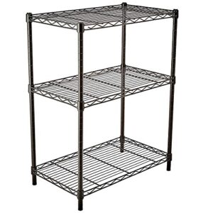 duitrc wire shelving unit adjustable steel wire rack chrome, heavy duty storage shelving unit on,floor standing storage rack metal organizer wire rack,for garage kitchen (black, 3 - tier)