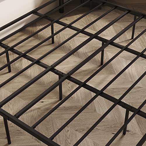 LIKIMIO King Bed Frame, Metal Platform Bed Frame King with Headboard and Strong Support Frames, Easy Assembly, Noise-Free, No Box Spring Needed, Black