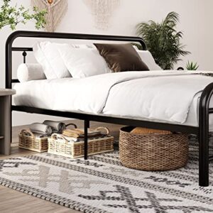 LIKIMIO King Bed Frame, Metal Platform Bed Frame King with Headboard and Strong Support Frames, Easy Assembly, Noise-Free, No Box Spring Needed, Black