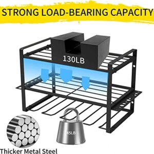 Heavy Duty Floating Tool Shelf Power Tool Organizer Garage Tool Storage Shelf Drill Holder 3 Layers Wall Mounted Storage Rack with Screwdriver Holder Black Suitable for Garage/Workshop