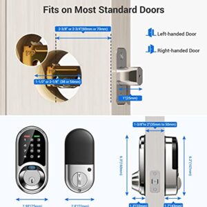 Veise Smart Lock, Fingerprint Door Lock, 7-in-1 Keyless Entry Door Lock with App Control, Electronic Touchscreen Keypad, Smart Deadbolt, Biometric Smart Locks for Front Door, Satin Nickel