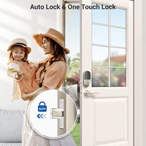 Veise Smart Lock, Fingerprint Door Lock, 7-in-1 Keyless Entry Door Lock with App Control, Electronic Touchscreen Keypad, Smart Deadbolt, Biometric Smart Locks for Front Door, Satin Nickel