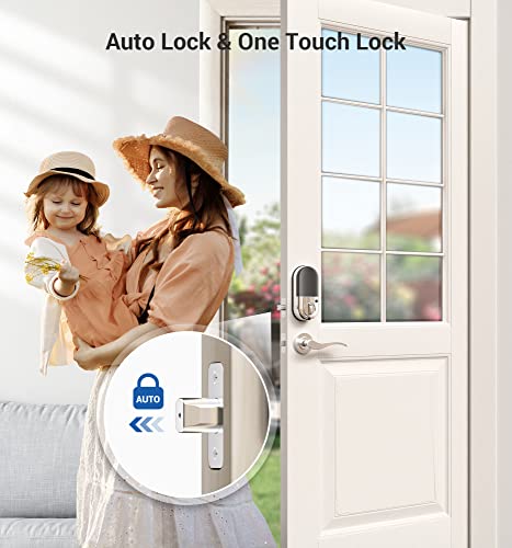 Veise Smart Lock, Fingerprint Door Lock, 7-in-1 Keyless Entry Door Lock with App Control, Electronic Touchscreen Keypad, Smart Deadbolt, Biometric Smart Locks for Front Door, Satin Nickel