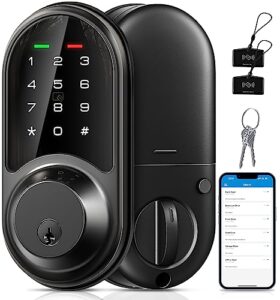 veise smart lock, keyless entry door lock, smart locks for front door with app control, electronic digital lock with touchscreen keypad set, smart deadbolt, auto lock, easy installation, matte black