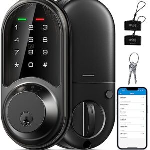 Veise Smart Lock, Keyless Entry Door Lock, Smart Locks for Front Door with App Control, Electronic Digital Lock with Touchscreen Keypad Set, Smart Deadbolt, Auto Lock, Easy Installation, Matte Black