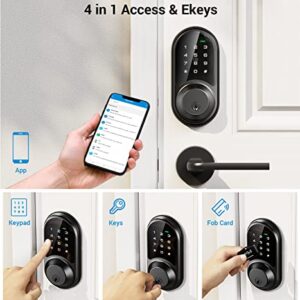 Veise Smart Lock, Keyless Entry Door Lock, Smart Locks for Front Door with App Control, Electronic Digital Lock with Touchscreen Keypad Set, Smart Deadbolt, Auto Lock, Easy Installation, Matte Black