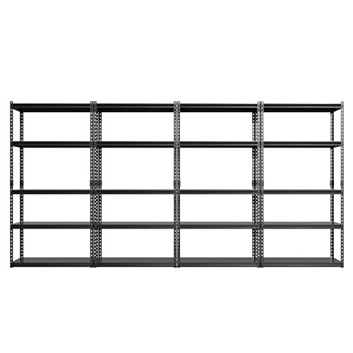 Woueniut Garage Storage Shelves, 72" Heavy Duty Metal Storage Utility Rack with Adjustable 5 Tier Shelving Storage Rack for Warehouse Basement Kitchen Living Room 35.8" W x 16" D x 72" H (4 Pack)