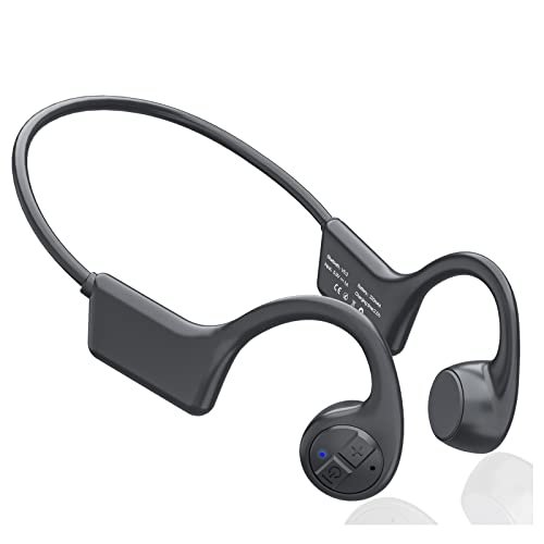 ROPASOMIC Bone Conduction Headphones, 12 Hours Playtime Bluetoeth 5.3 Headset Open Ear Wireless Earphone - IP55 Sweatproof Built-in Mic,Perfect for Running Cycling Hiking Workouts(Black)