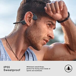 ROPASOMIC Bone Conduction Headphones, 12 Hours Playtime Bluetoeth 5.3 Headset Open Ear Wireless Earphone - IP55 Sweatproof Built-in Mic,Perfect for Running Cycling Hiking Workouts(Black)