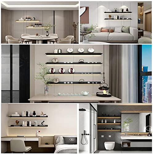 SLVUAFRN Floating Display Shelf with Built-in Illuminated LED Light and Transformer, Metal Wall Mounted Light-Emitting Shelves, Lighted Display Stand for Entrance Bar Countertop Living Room Bathroom…