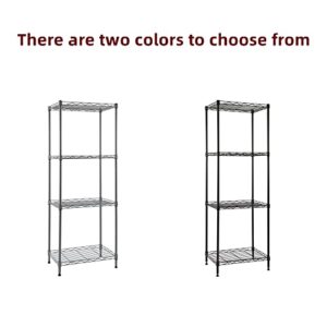 YOHKOH 4-Tier Wire Shelving Metal Storage Rack Adjustable Shelves for Laundry Bathroom Kitchen Pantry Closet (Black, 16.8L x 11.9W x 49H)