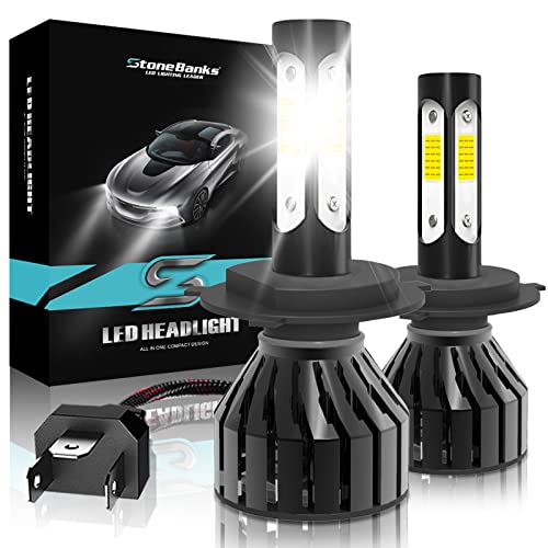 StoneBanks H4/9003 LED Headlight Bulb Hi/Lo Beam, 10000LM 300% Brighter HB2 6000K Cool White LED Headlights Conversion Kit for Car Truck SUV, 2 Pack