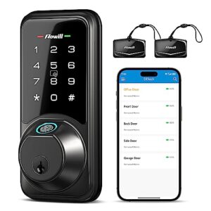 smart deadbolt lock, zowill fingerprint door lock, 7-in-1 smart door lock for front door, keyless entry door lock, electronic touchscreen keypad, door lock with ekey sharing, app control, auto lock