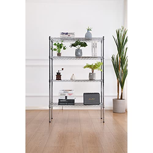 XCVBDE 4-Tier Storage Shelves 36''x14''x54'' Height Adjustable Garage Storage Shelves Heavy Duty Pantry Shelving Metal Utility Shelves Wire Rack for Home Kitchen Laundry Room Organization（Chrome）