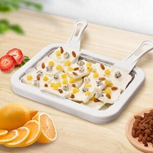 uywapvt ice cream maker pan with 2 scrapers ice cream maker plate multifunctional cold sweet fried food plate durable rolled ice cream maker homemade rolled cream frozen yogurt gelato(white)