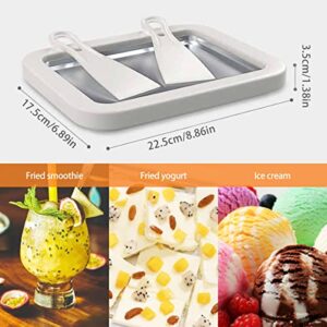 uywapvt Ice Cream Maker Pan with 2 Scrapers Ice Cream Maker Plate Multifunctional Cold Sweet Fried Food Plate Durable Rolled Ice Cream Maker Homemade Rolled Cream Frozen Yogurt Gelato(white)