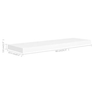 homiuse 2 Pack Floating Shelves 31.5" Wall Shelves for Bathroom Shelf Decor Floating Shelf Bracket Wall Mounted Shelves for Bedroom Hanging Shelves for Wall Storage Small Shelf White Shelves MDF