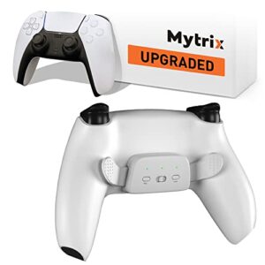 mytrix customized controller with 2 remappable paddles for playstation 5 (ps5), programmable back buttons with fast turbo auto-fire, 3 setup saving slots onboard switch – white