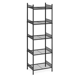 5-Tier Bathroom Storage Shelf, Heavy Duty Wire Shelving Unit Free Standing Towel Rack Organization for Kitchen Bathroom Laundry, Black