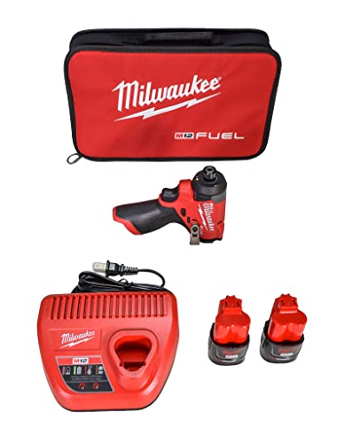 Milwaukee 3453-22 12V Fuel 1/4" Cordless Hex Impact Driver Kit with (2) 2.0Ah Lithium Ion Batteries, Charger & Tool Bag