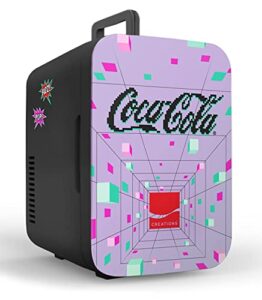 cooluli coca-cola byte edition mini fridge for gaming,  bedroom - car, office desk & college dorm room - 10l/12 can small refrigerator - ac/dc 12v portable cooler & warmer for food, drinks (coke, byte)