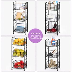 Freestanding Bathroom Shelving Unit,Metal 3 Tier Shelf,Bathroom Storage Organizer Shelf Basket Shelf for Bathroom,Kitchen,Living Room,Can Accommodate Toiletries Home Office Supplies(Black,Pack of 2)